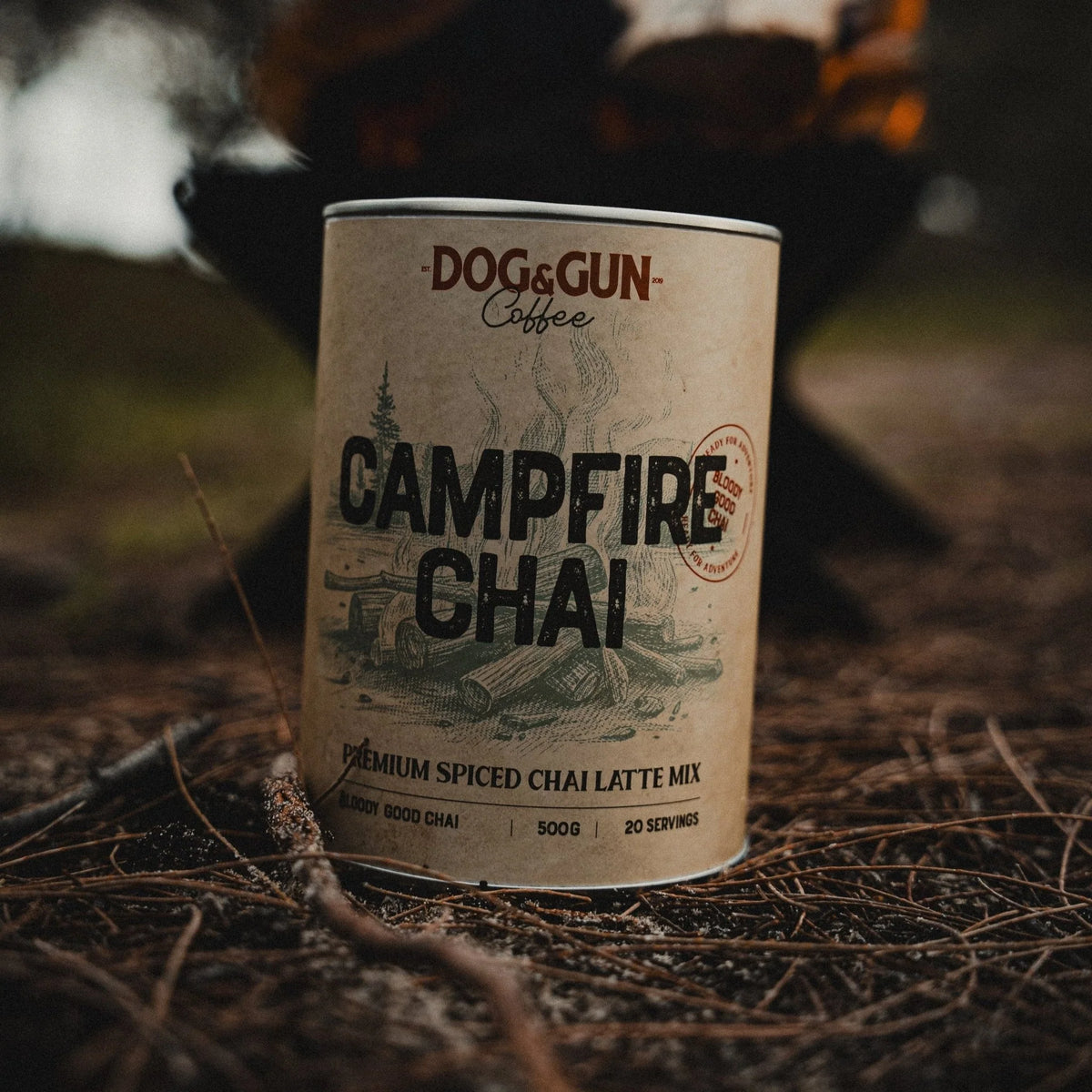 DOG & GUN CAMPFIRE CHAI 500G TIN — H Rehfisch & Co