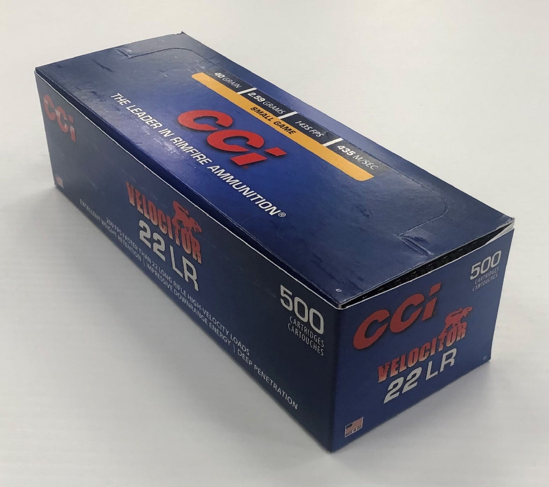 CCI RIMFIRE 22LR VELOCITOR 40GR HP HV 1435FPS (C47) 500 PK — H Rehfisch ...